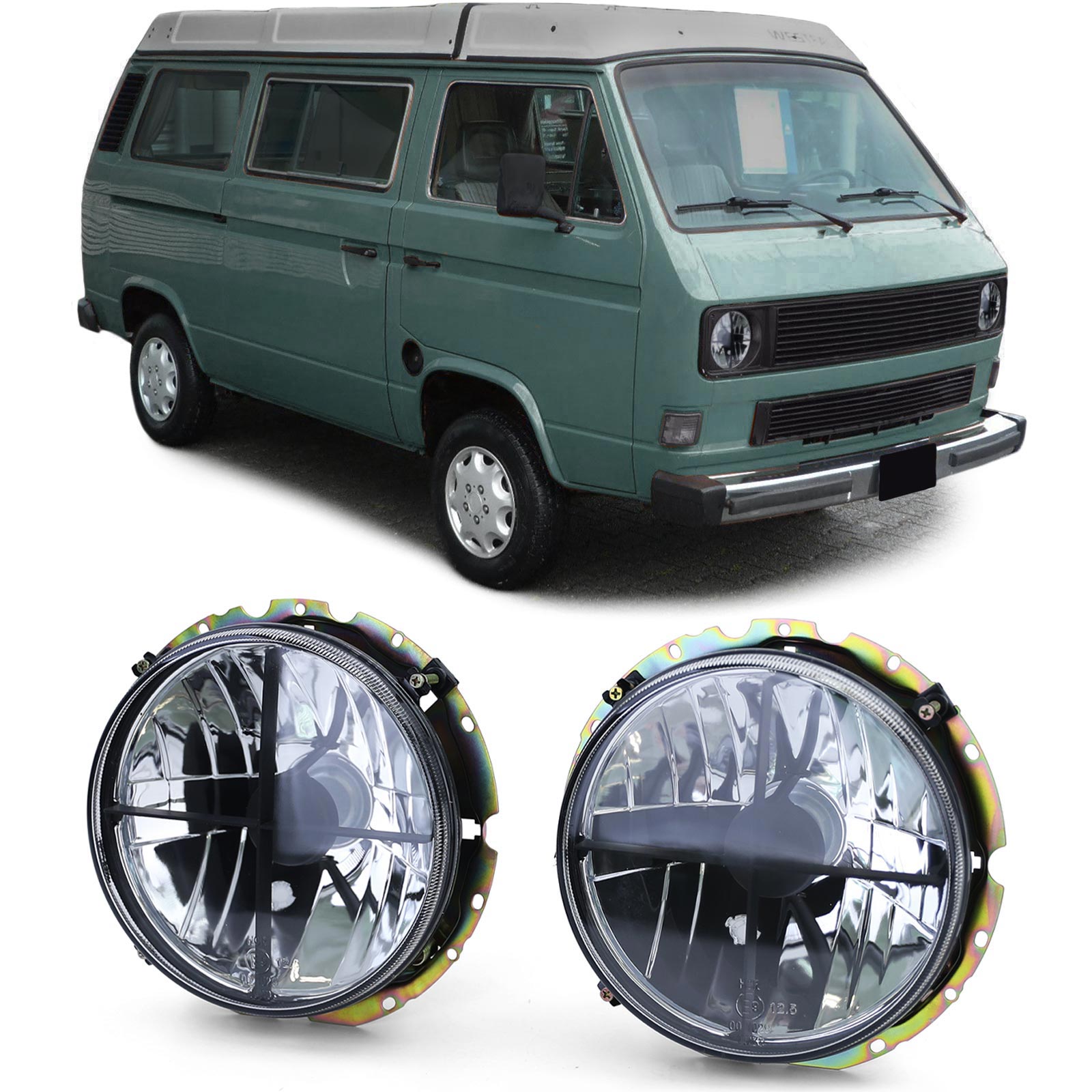 Smoked Clear Glass Crosshair Headlight Set T2/T3 Bus – Best VW Parts